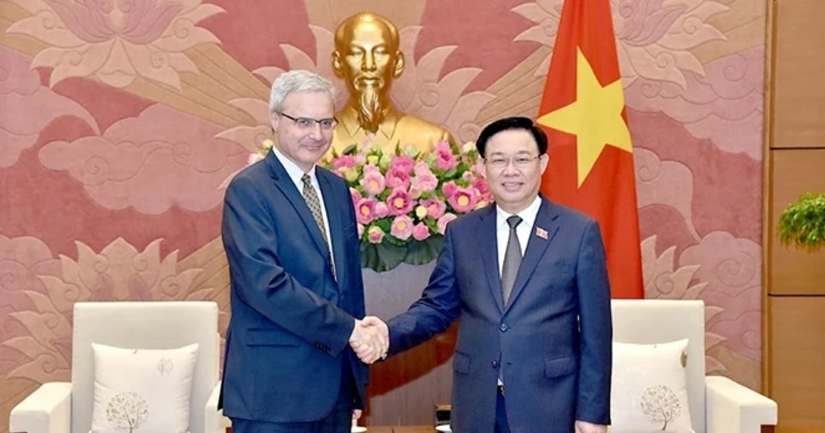 Chủ tịch Quốc hội Vương Đình Huệ tiếp Đại sứ Cộng hoà Pháp Nicolas Warnery